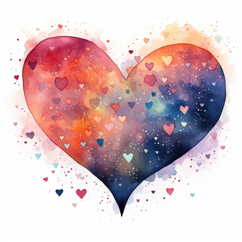 Valentine's Day Hearts Water Color Painting | 15 High Quality JPG ...