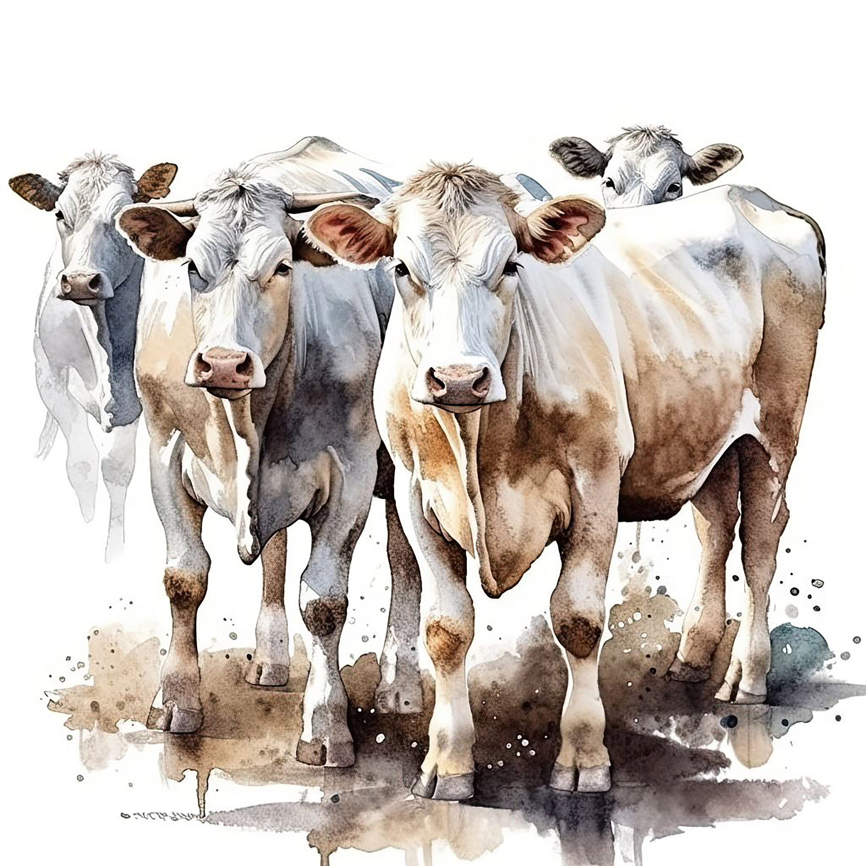 Cattle Water Color Painting | 12 High Quality JPG Clipart Pack ...