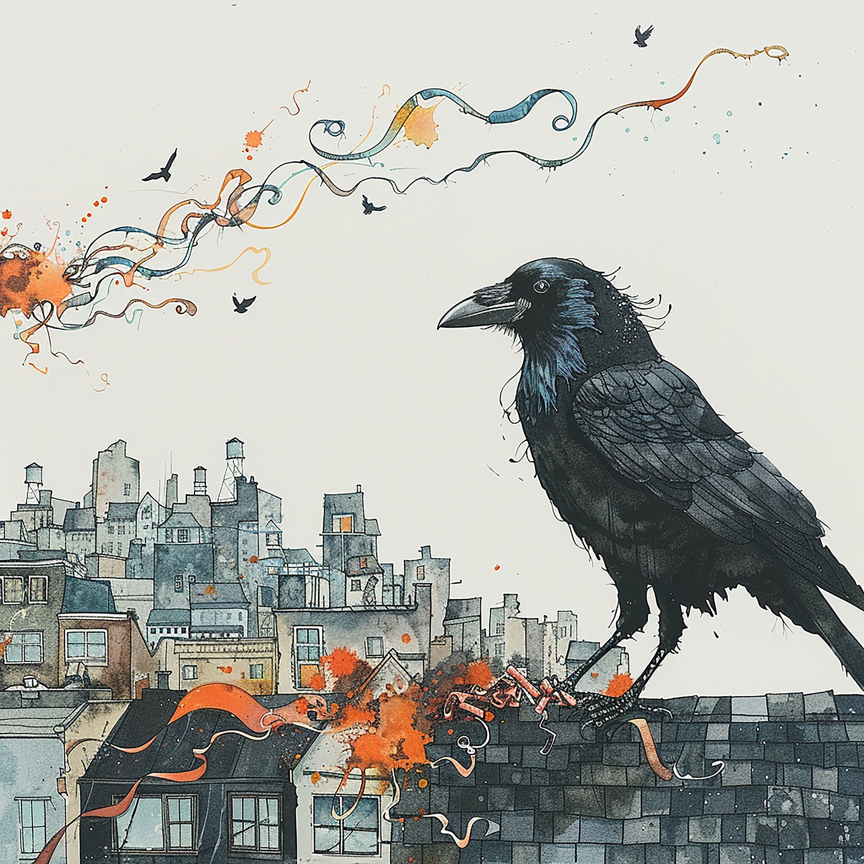 Crows Water Color Painting | 16 High Quality JPG Clipart Pack | Digital ...