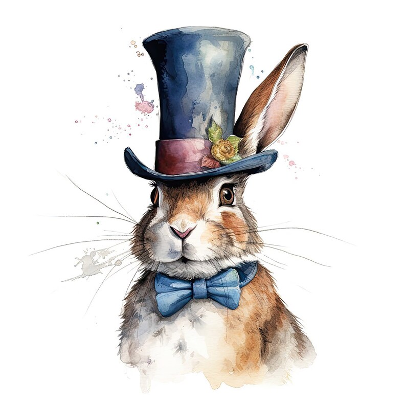 Rabbit in a Top Hat Color Painting | 12 High Quality JPG Clipart Pack ...