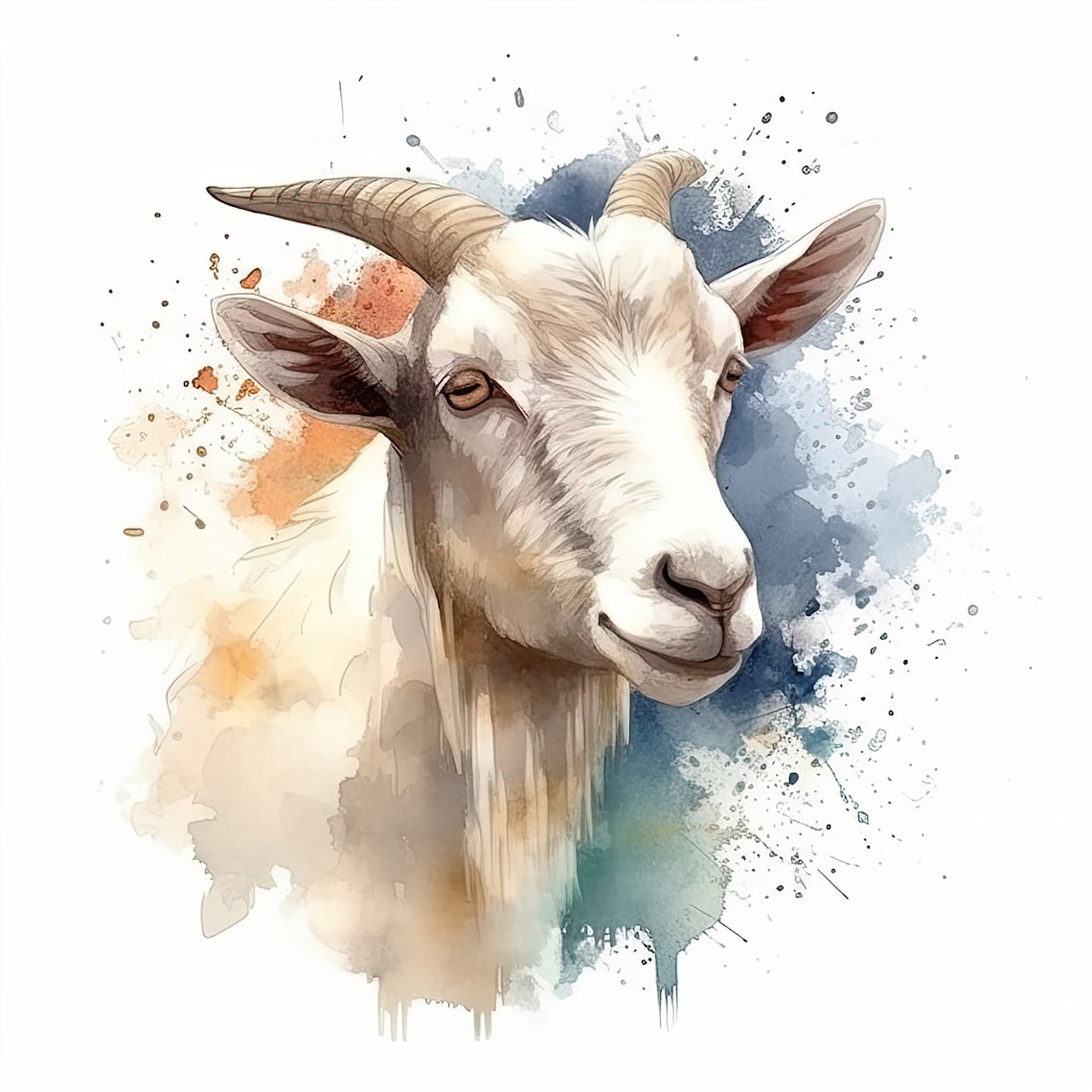 Goat Water Color Painting | 12 High Quality JPG Clipart Pack | Digital ...