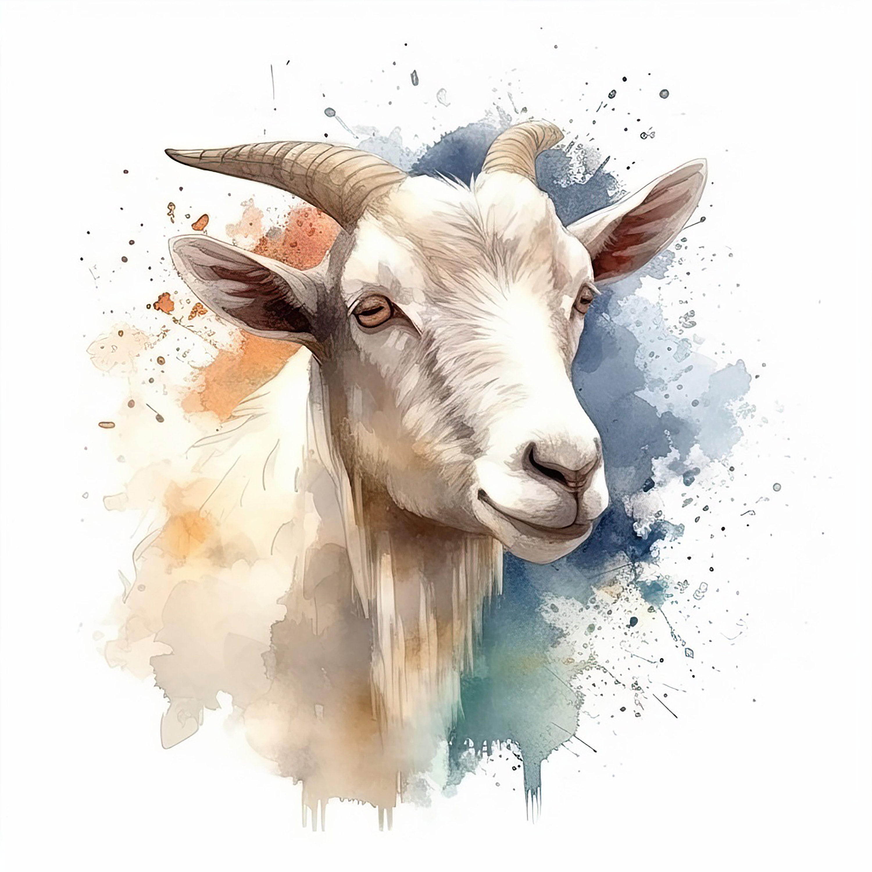 Goat Water Color Painting | 12 High Quality JPG Clipart Pack | Digital ...