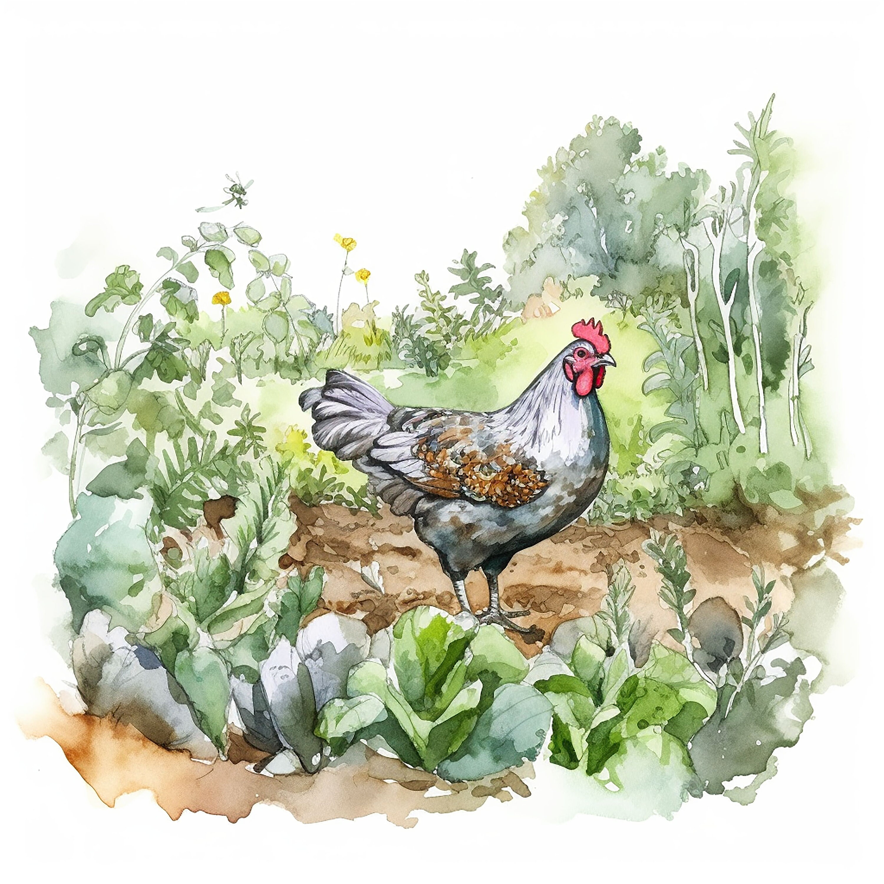 Chickens Water Color Painting | 13 High Quality JPG Clipart Pack ...