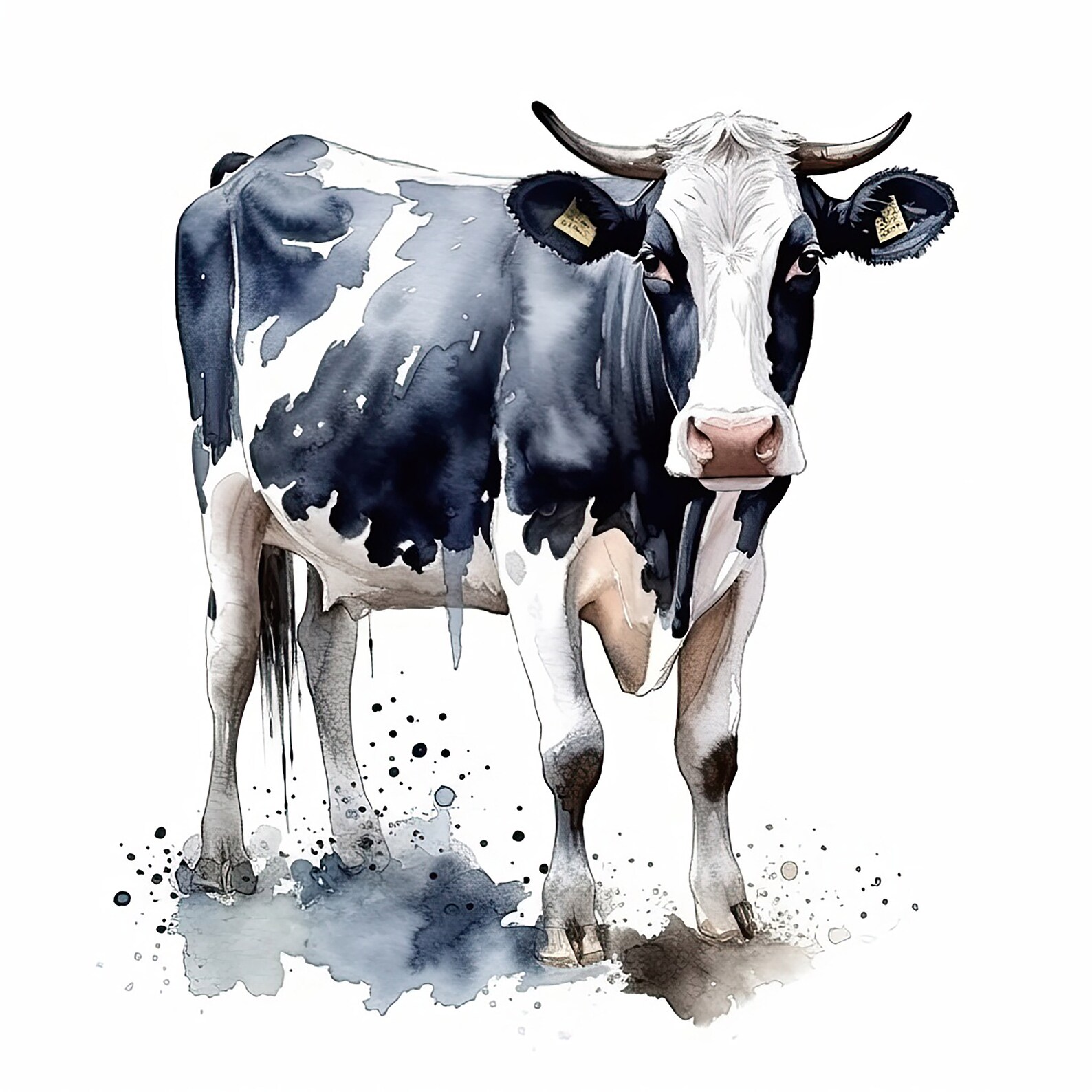 Holstein Cow Water Color Painting | 12 High Quality JPG Clipart Pack ...