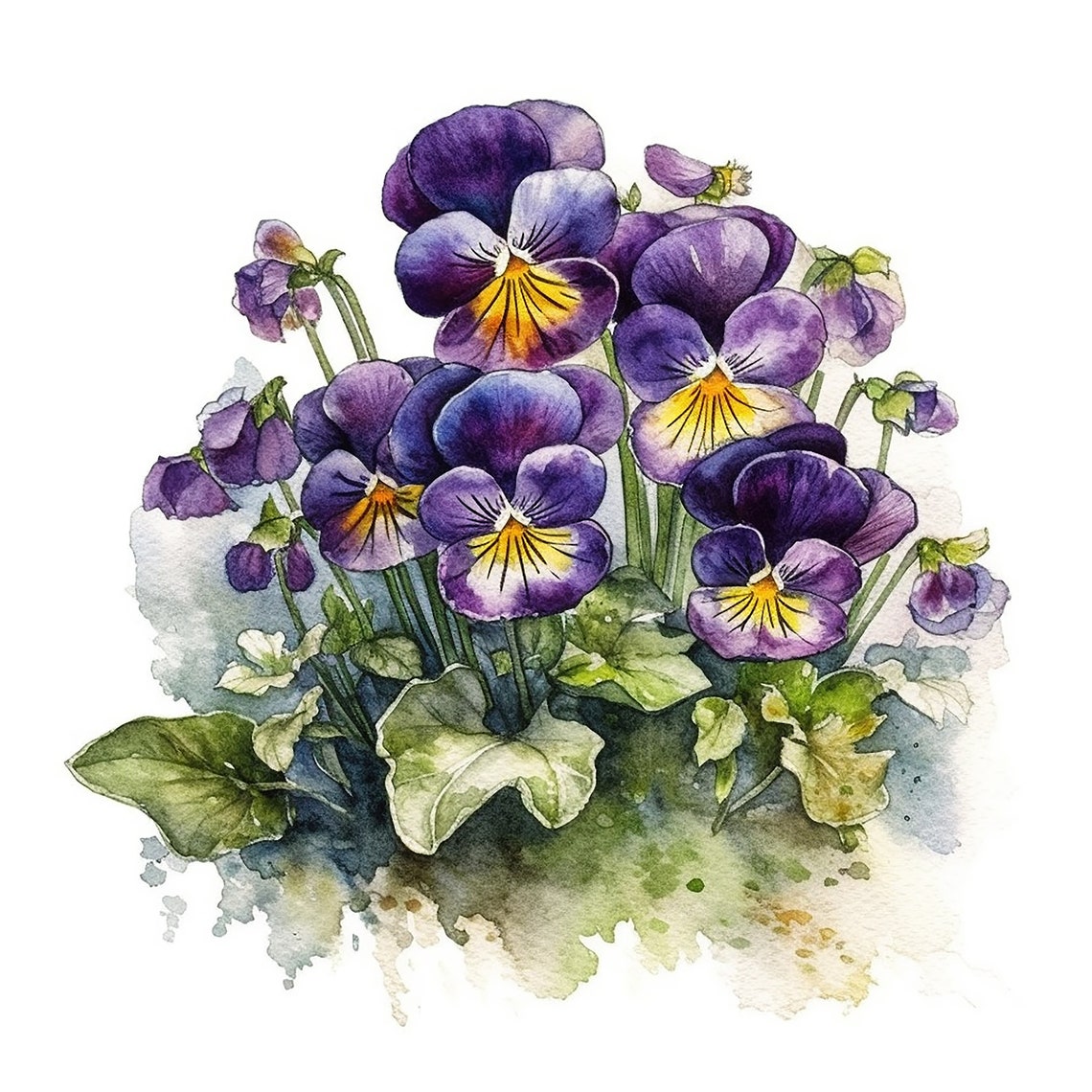 Violet Bouquet Water Color Painting | 12 High Quality JPG Clipart Pack ...