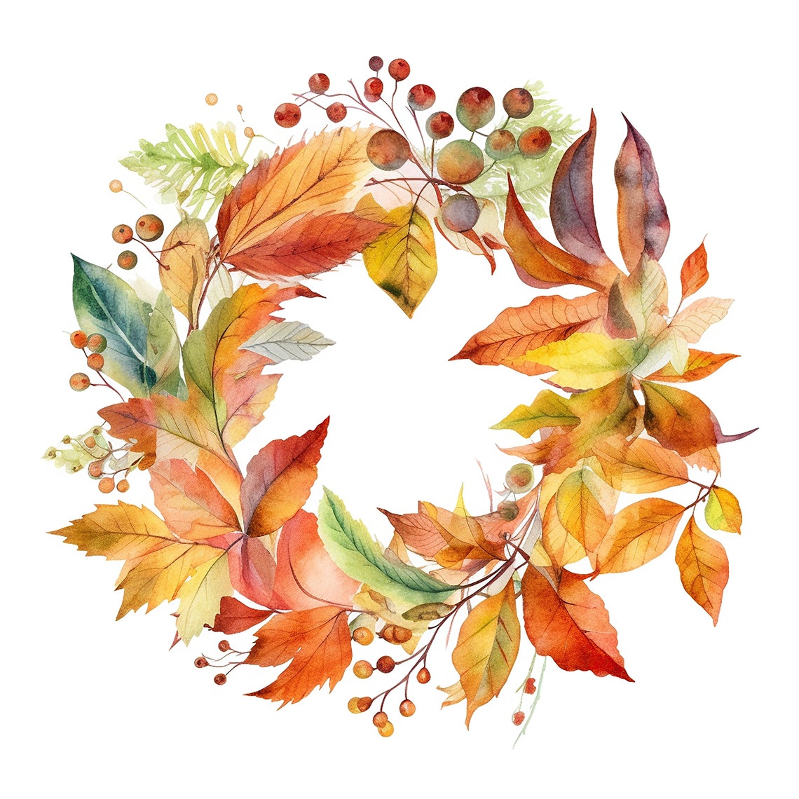 Fall Leaf Decorations Water Color Painting | 13 High Quality JPG ...
