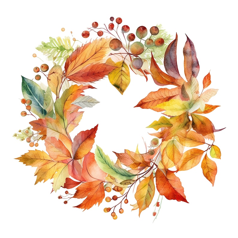 Fall Leaf Decorations Water Color Painting | 13 High Quality JPG ...