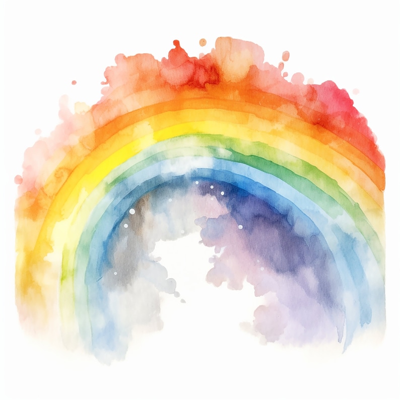 Rainbow Water Color Painting | 12 High Quality JPG Clipart Pack ...