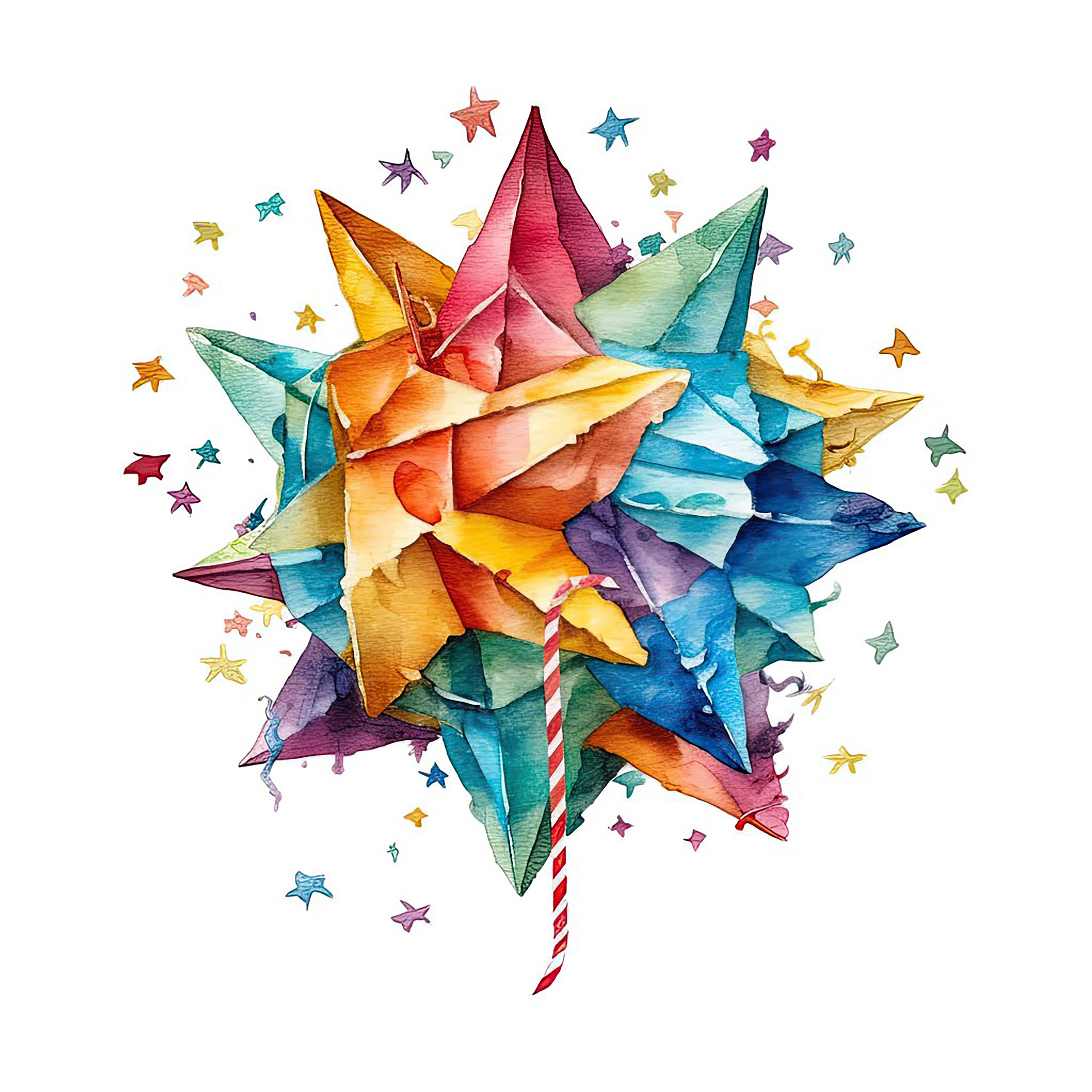 Birthday Star Pinata Water Color Painting | 11 High Quality JPG Clipart ...