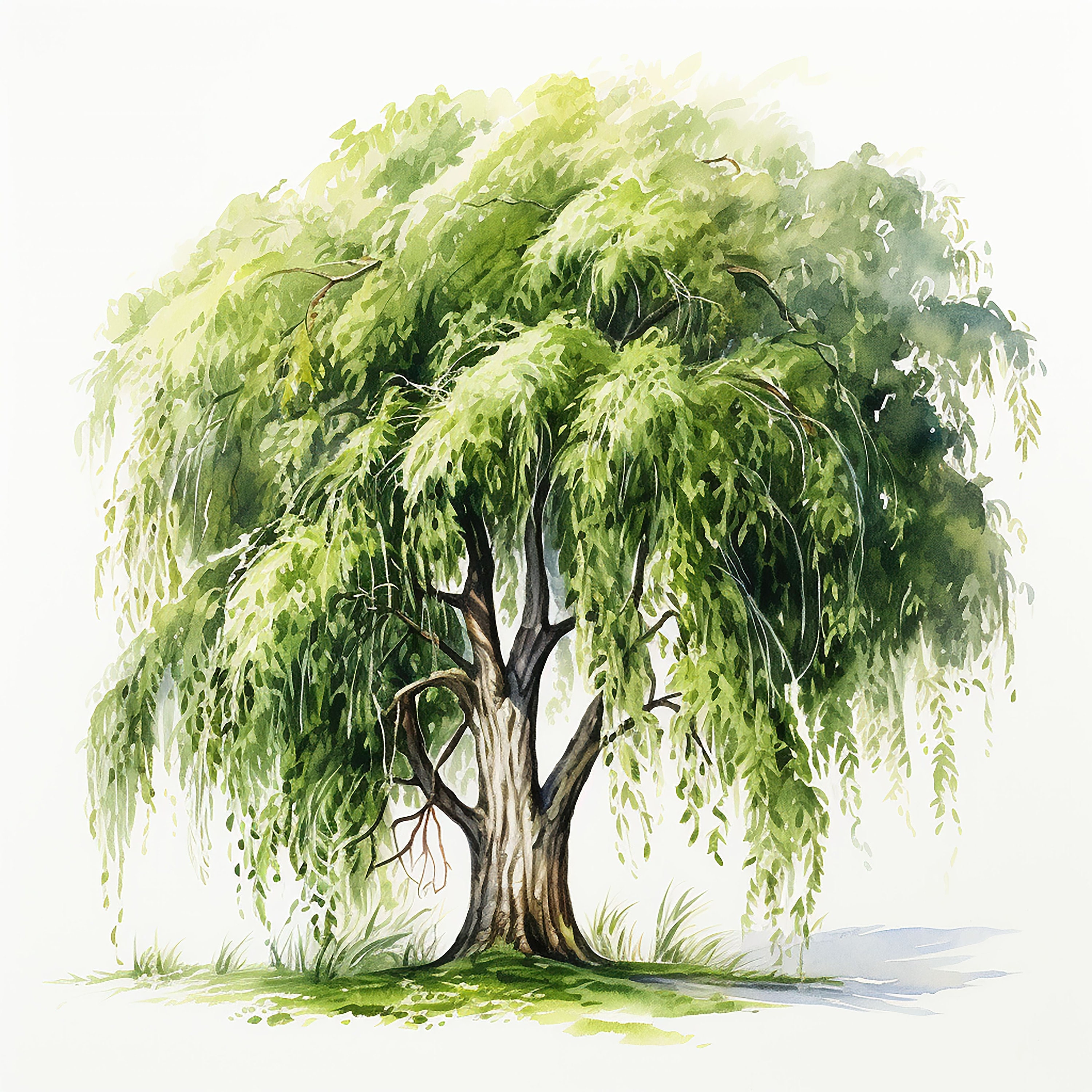 Willow Tree Water Color Painting | 14 High Quality JPG Clipart Pack ...
