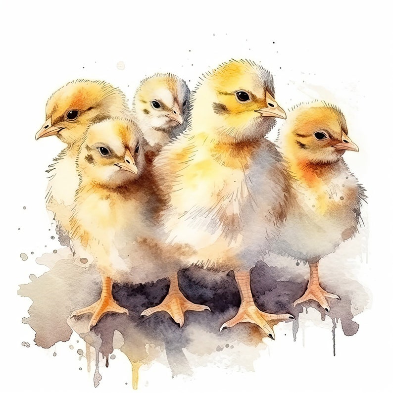 Cute Chicks Water Color Painting | 12 High Quality JPG Clipart Pack ...