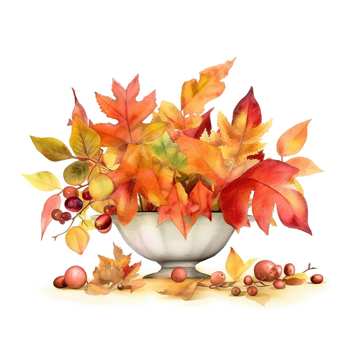 Fall Leaf Decorations Water Color Painting | 13 High Quality JPG ...