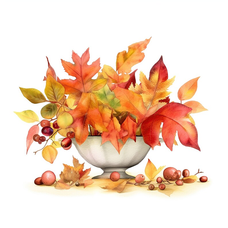 Fall Leaf Decorations Water Color Painting | 13 High Quality JPG ...