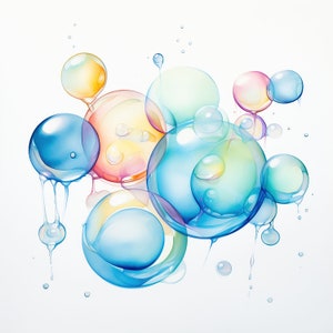 Colorful Bubbles Water Color Painting | 15 High Quality JPG Clipart ...