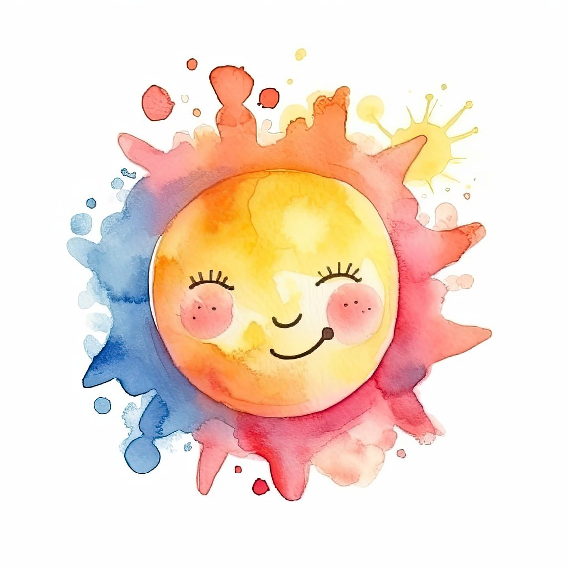 Happy Sun Water Color Painting | 12 High Quality JPG Clipart Pack ...