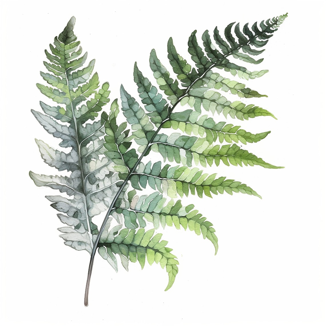 Fern Leaves Water Color Painting | 12 High Quality JPG Clipart Pack ...