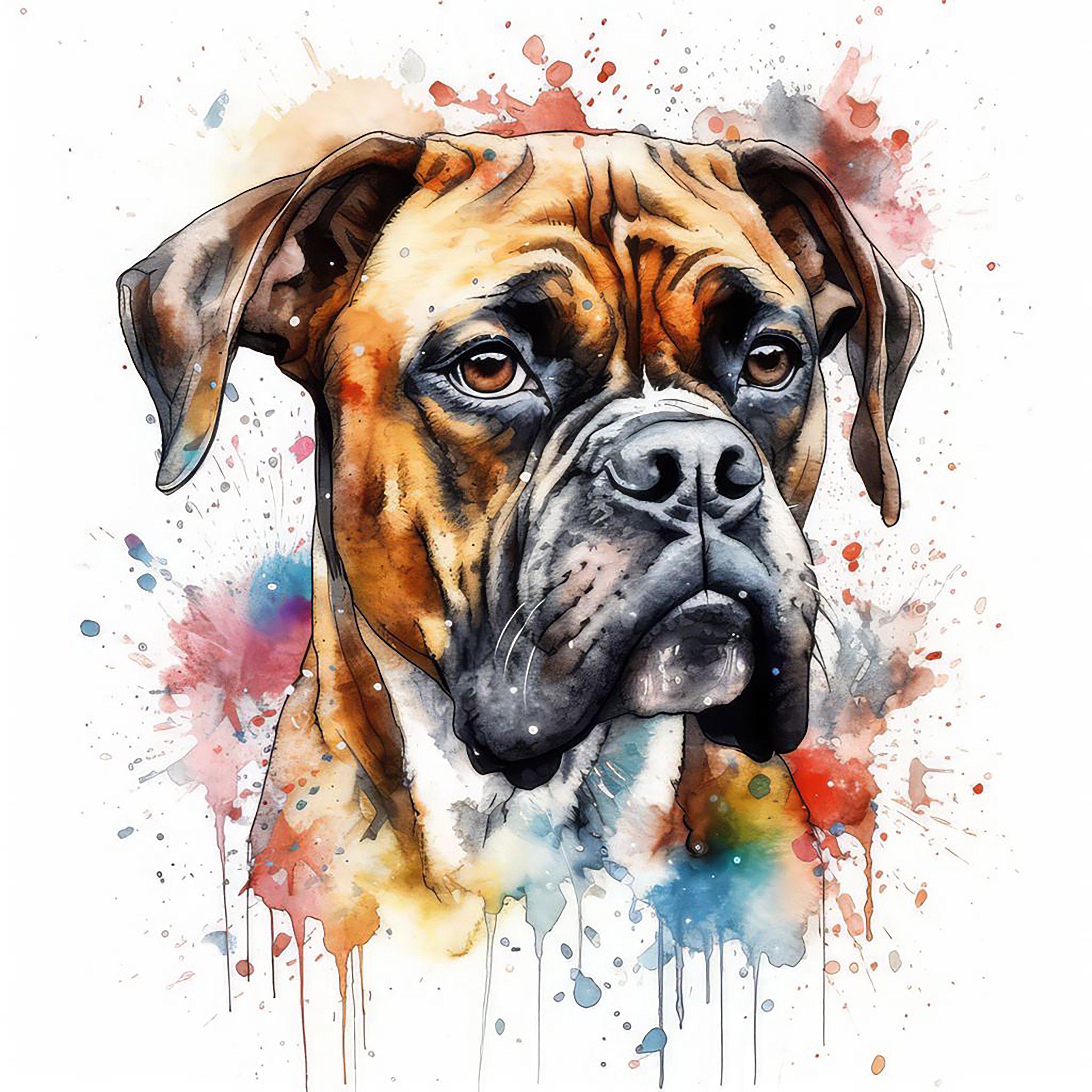 Boxer Pop Art Water Color Painting | 12 High Quality JPG Clipart Pack ...