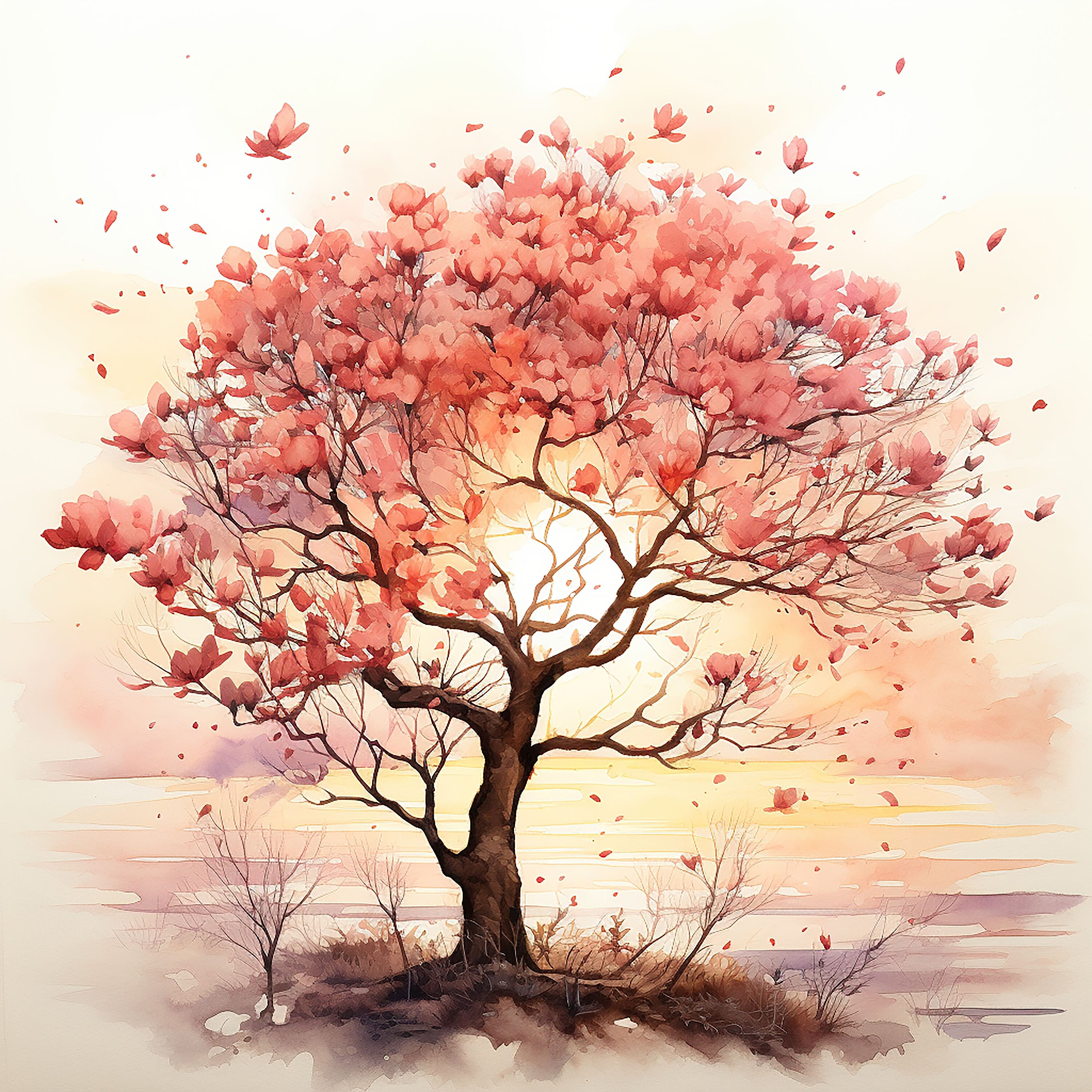 Magnolia Tree Water Color Painting | 14 High Quality JPG Clipart Pack ...