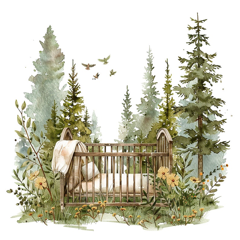 Baby Crib Water Color Painting | 15 High Quality JPG Clipart Pack ...