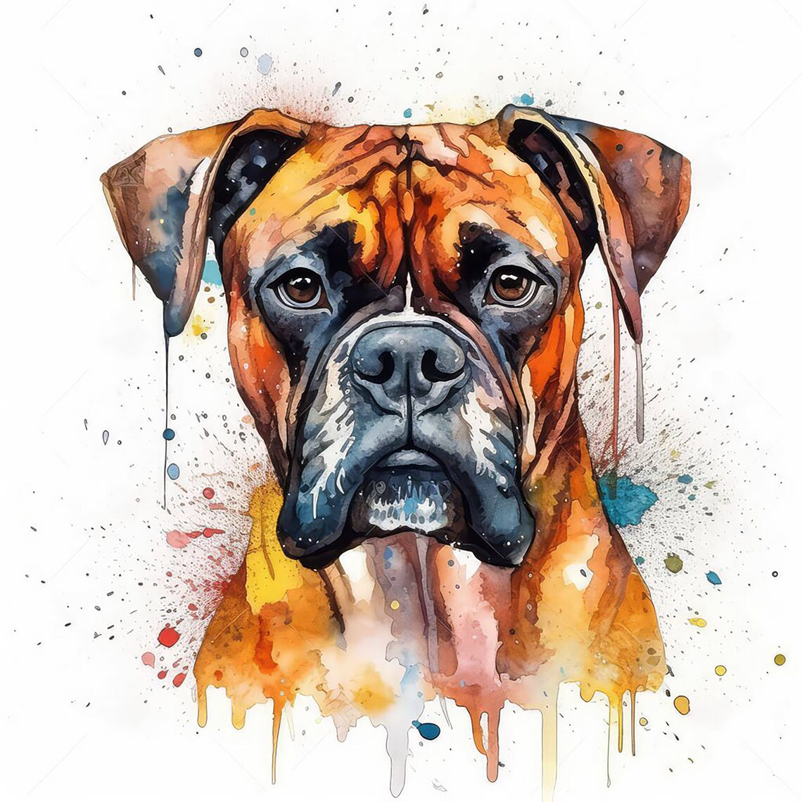 Boxer Pop Art Water Color Painting | 12 High Quality JPG Clipart Pack ...