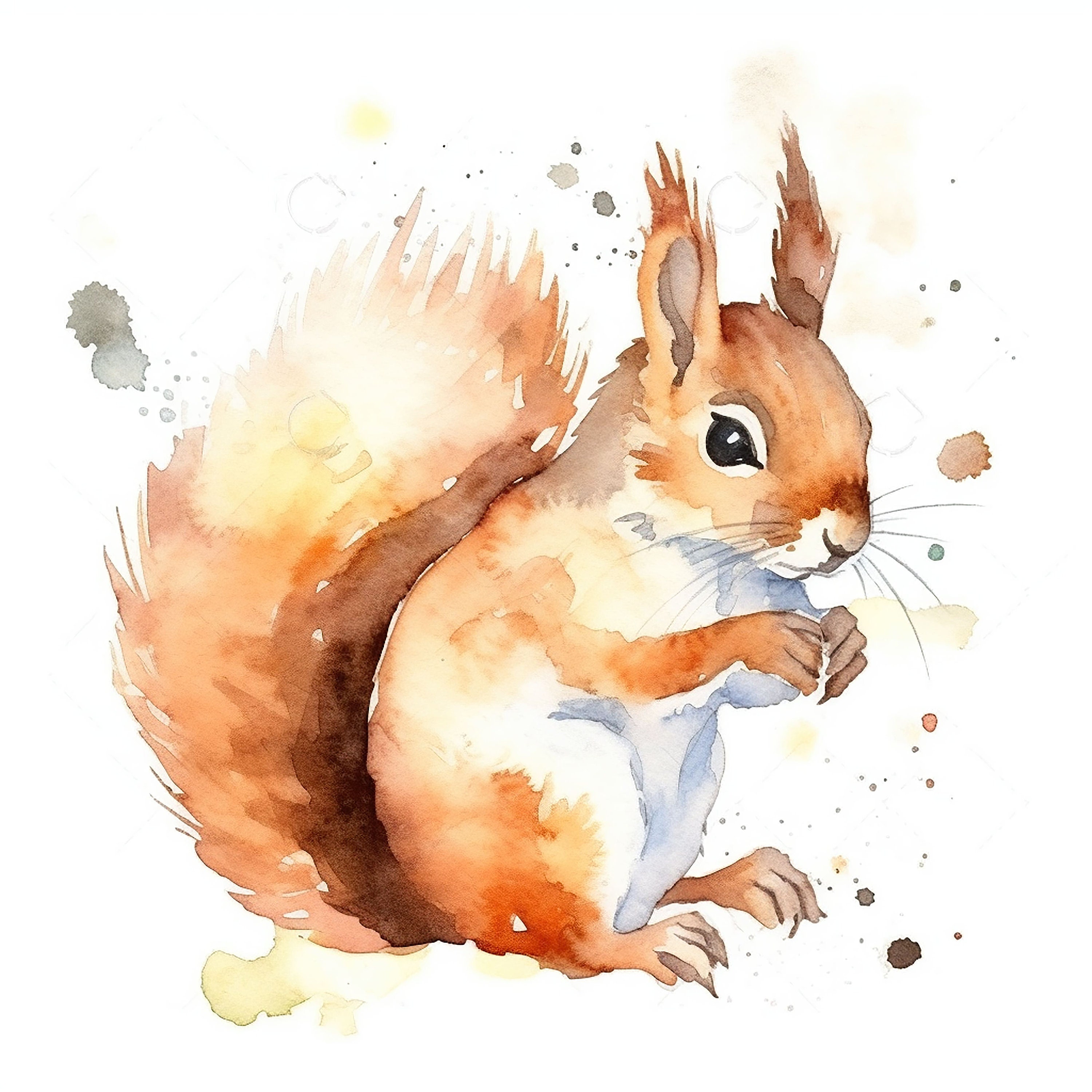 Squirrel Water Color Painting | 12 High Quality JPG Clipart Pack ...