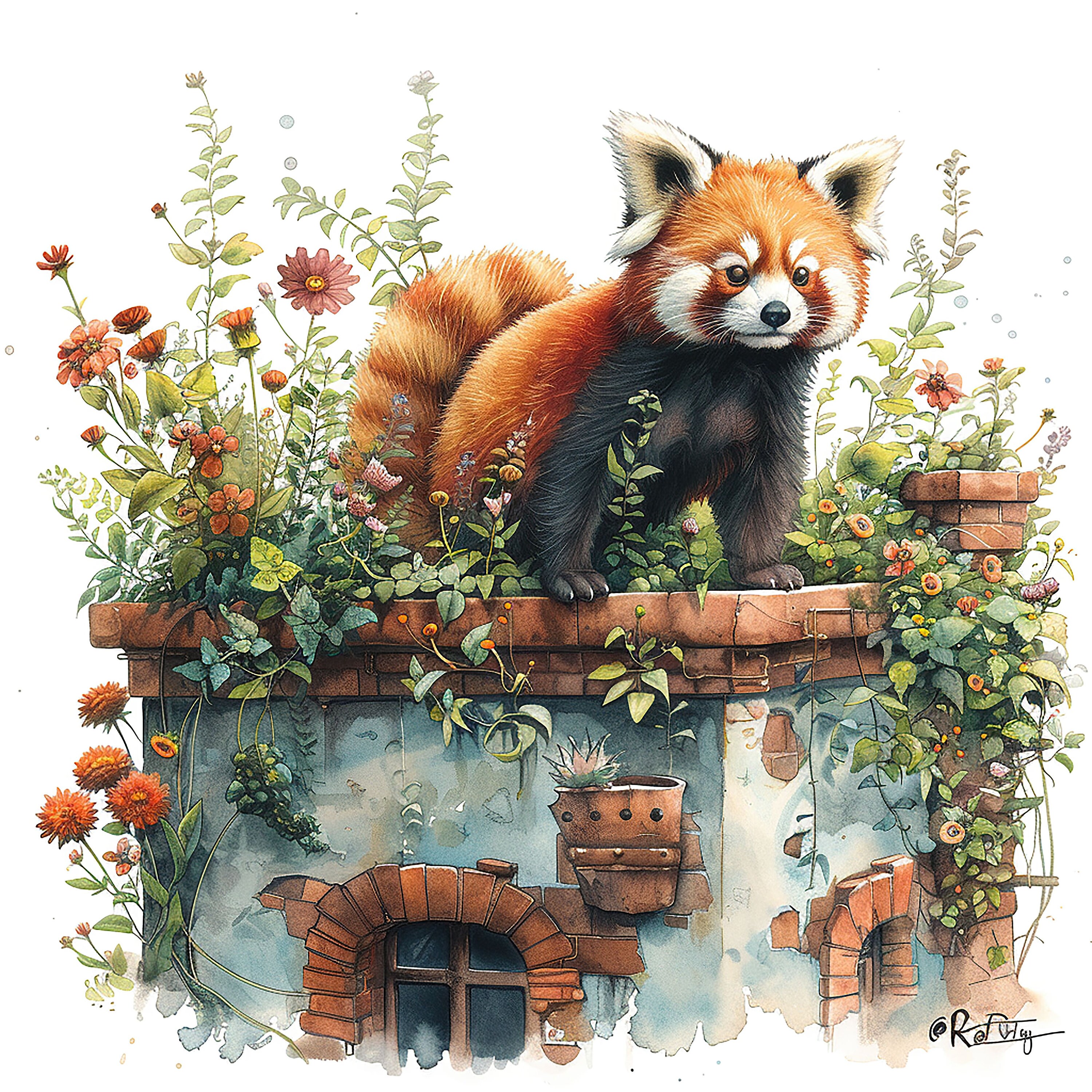 Red Panda Water Color Painting 15 High Quality JPG Clipart Pack Digital ...