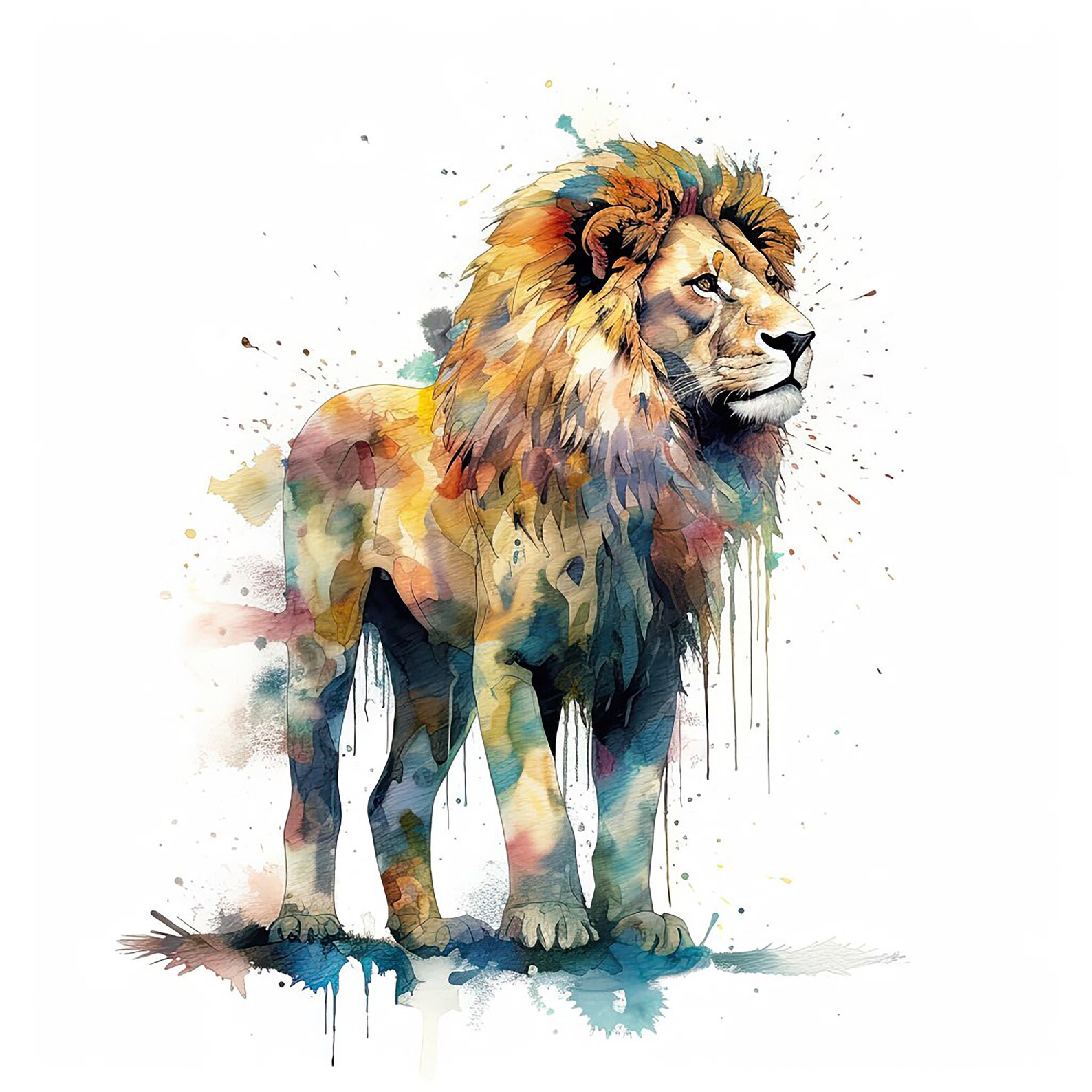 Lion Water Color Painting | 12 High Quality JPG Clipart Pack | Digital ...