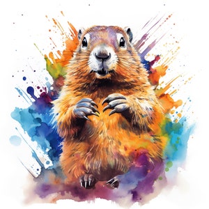Groundhog Watercolor Color Paintings | 15 High Quality JPG Clipart Pack ...