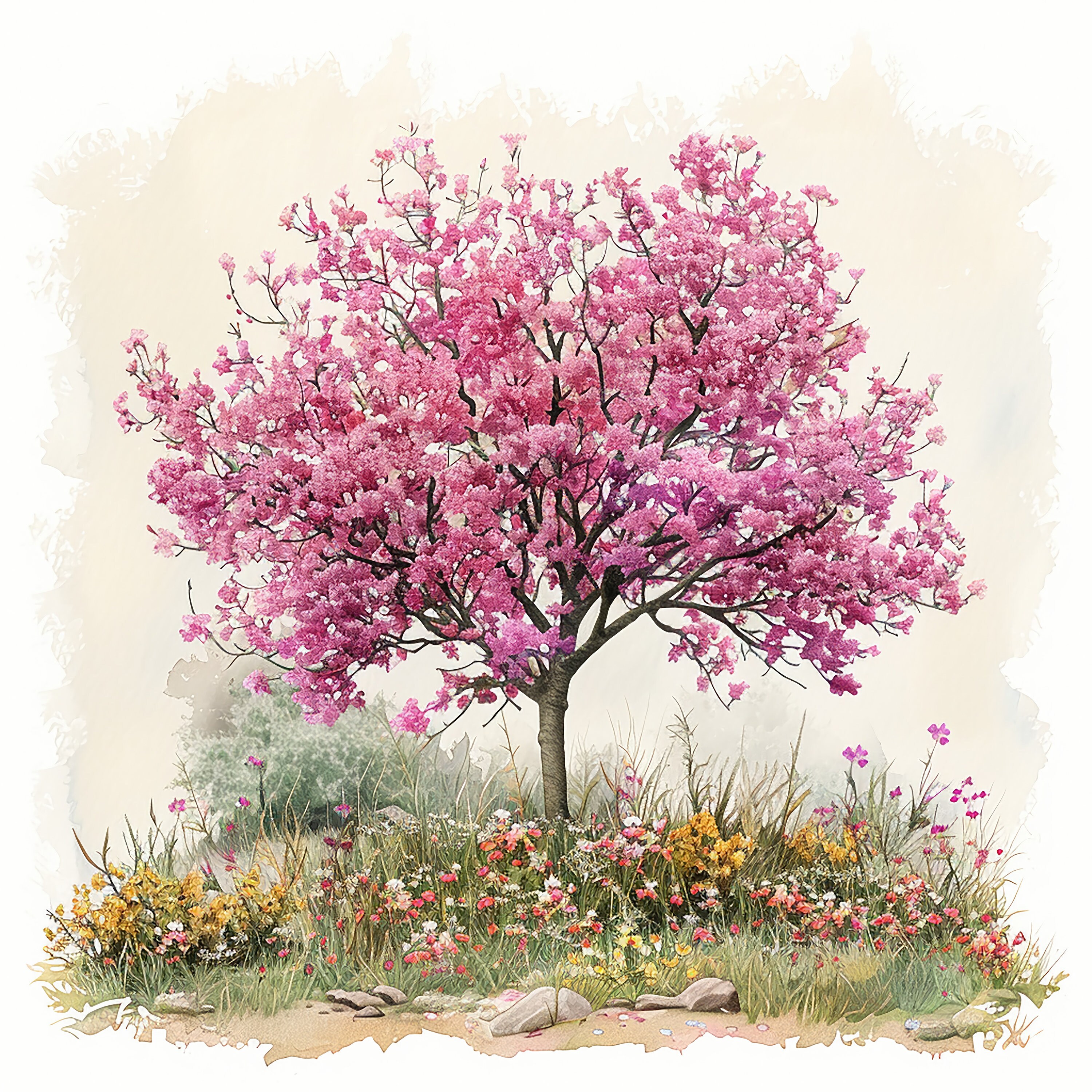 Redbud Tree | Water Color Painting | 15 High Quality JPG Clipart Pack ...