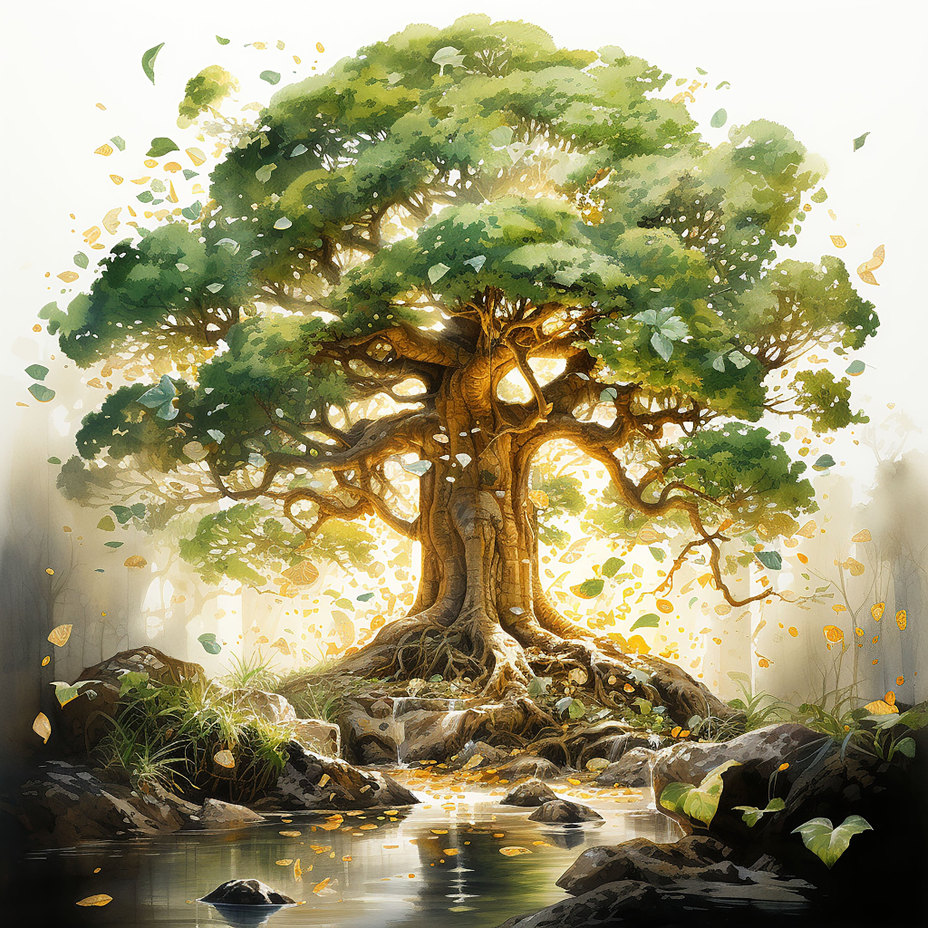 Money Tree Water Color Painting | 16 High Quality JPG Clipart Pack ...