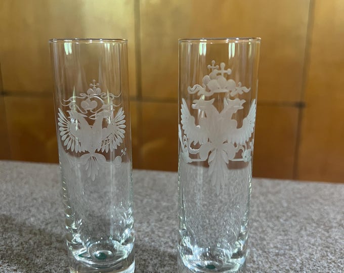 Vintage Faberge Crystal Romanov Imperial Double Headed Eagle Etched ...