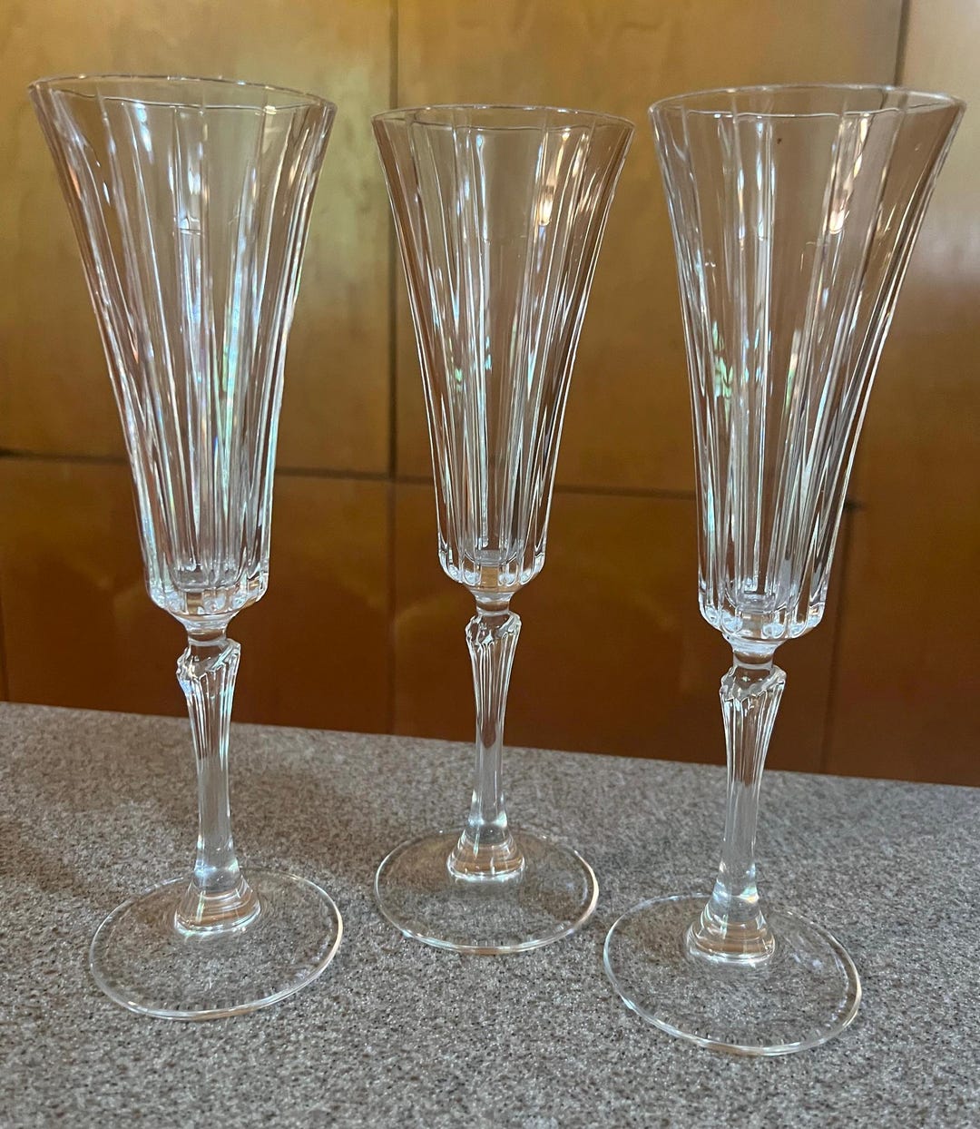 Italian Royal Crystal Rock Champagne Flutes in Novecento Pattern Set of ...