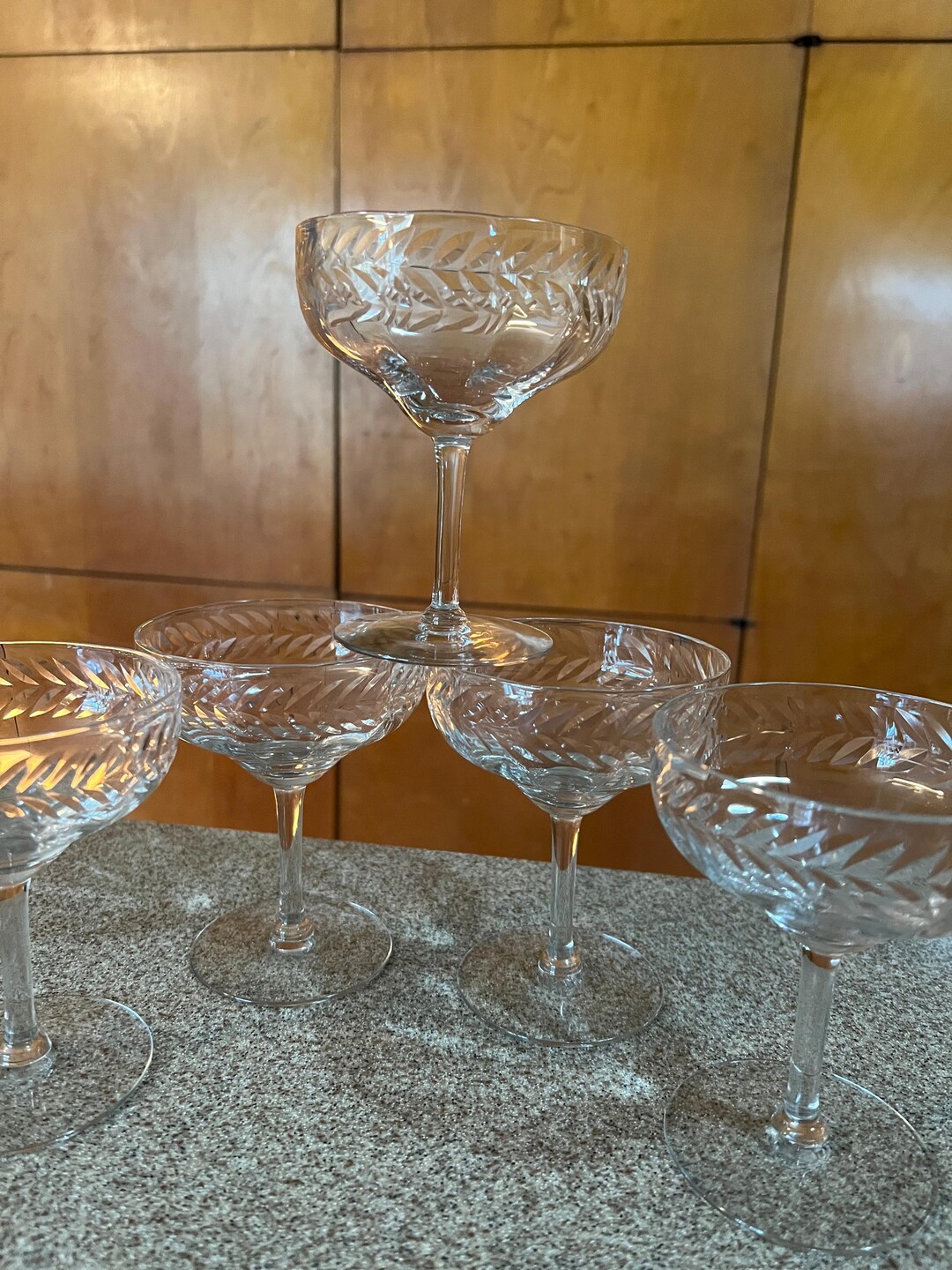 Vintage Laurel Band Optic Champagne Coupes Set of 5 - Etsy