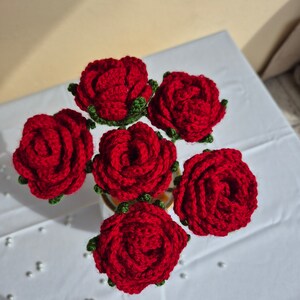 Crochet Flowers Rose, Red, Handmade Gift, Birthday, Knitted Flowers ...