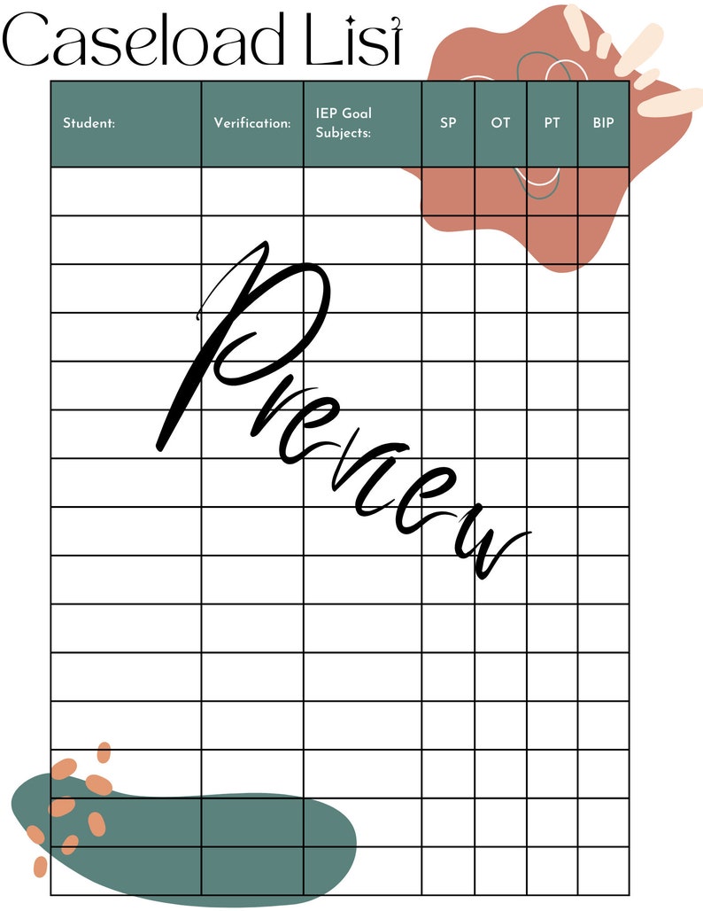 Boho Style IEP Calendar & Caseload List Printable Special Education ...