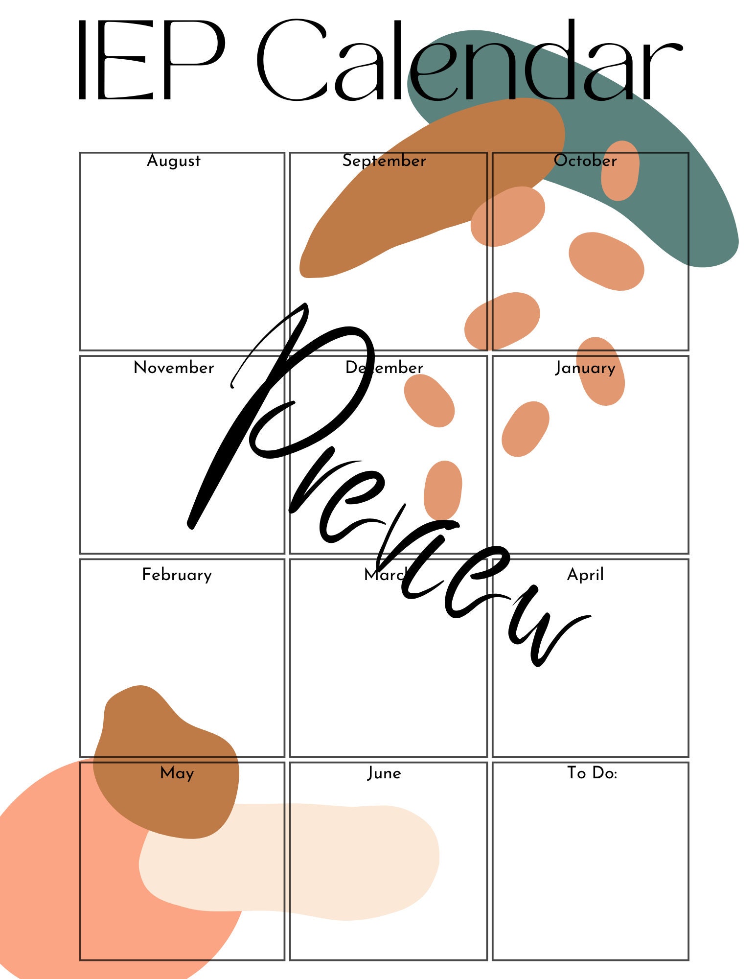 Boho Style IEP Calendar & Caseload List Printable Special Education ...