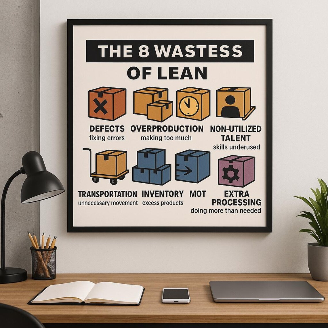 Lean Manufacturing DOWNTIME Poster | Colorful Workplace Productivity ...