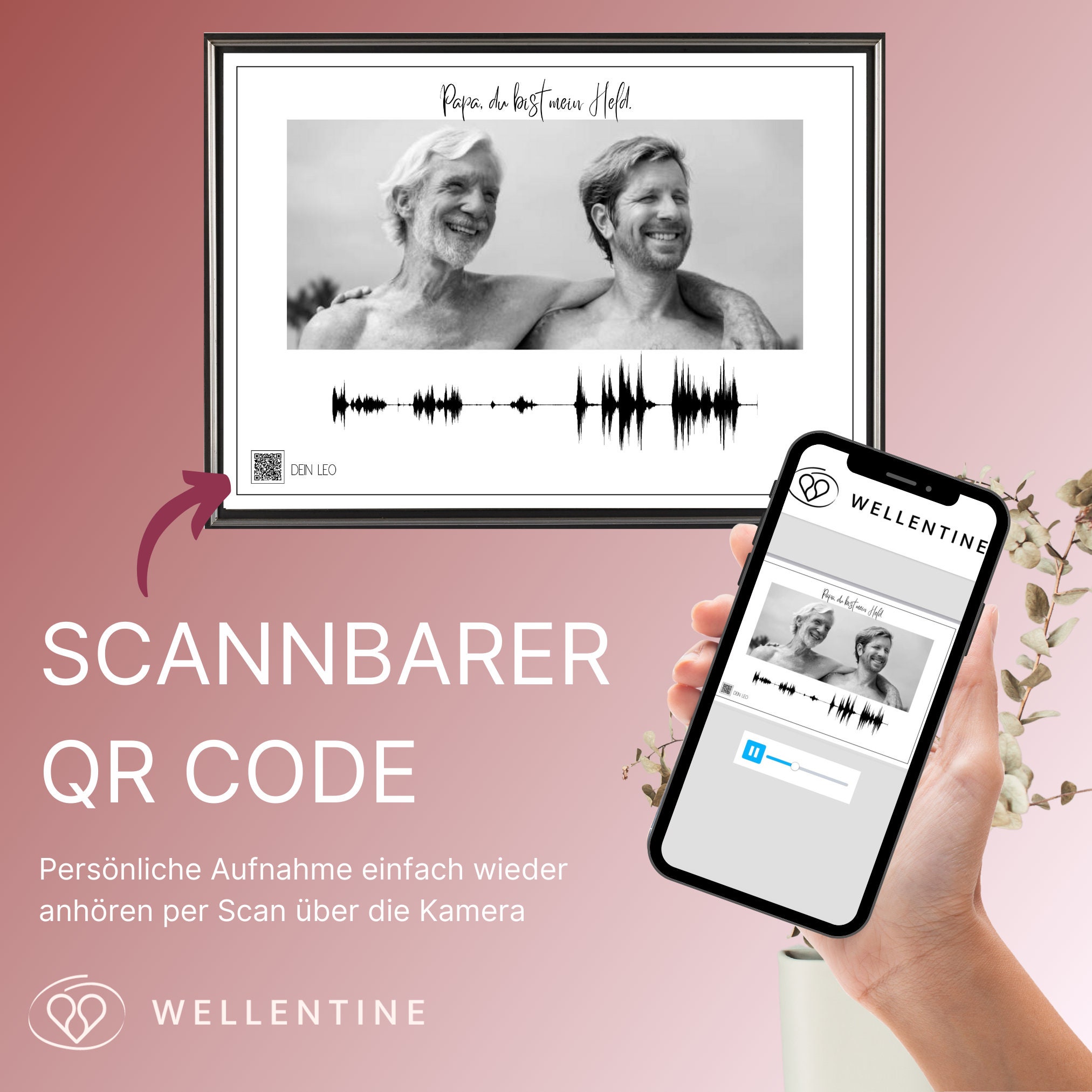 Personalized Poster With Picture, QR Code, Individual Soundwave, Voice ...