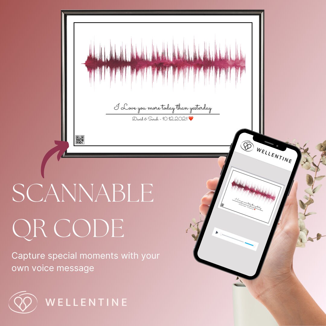 Personalized Soundwave Art With QR Code Scannable Custom - Etsy