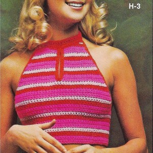 Vintage Crochet/knit Keyhole Halter Top - Cute Retro Women's Summer ...