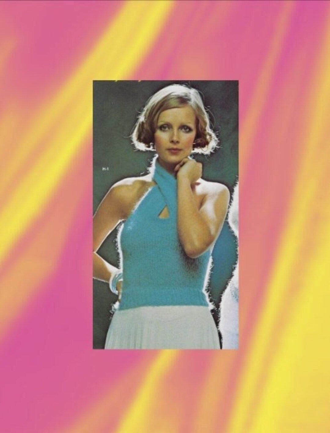 Vintage Crochet/knit Twist Halter Top Cute Retro Women's Summer Crop ...