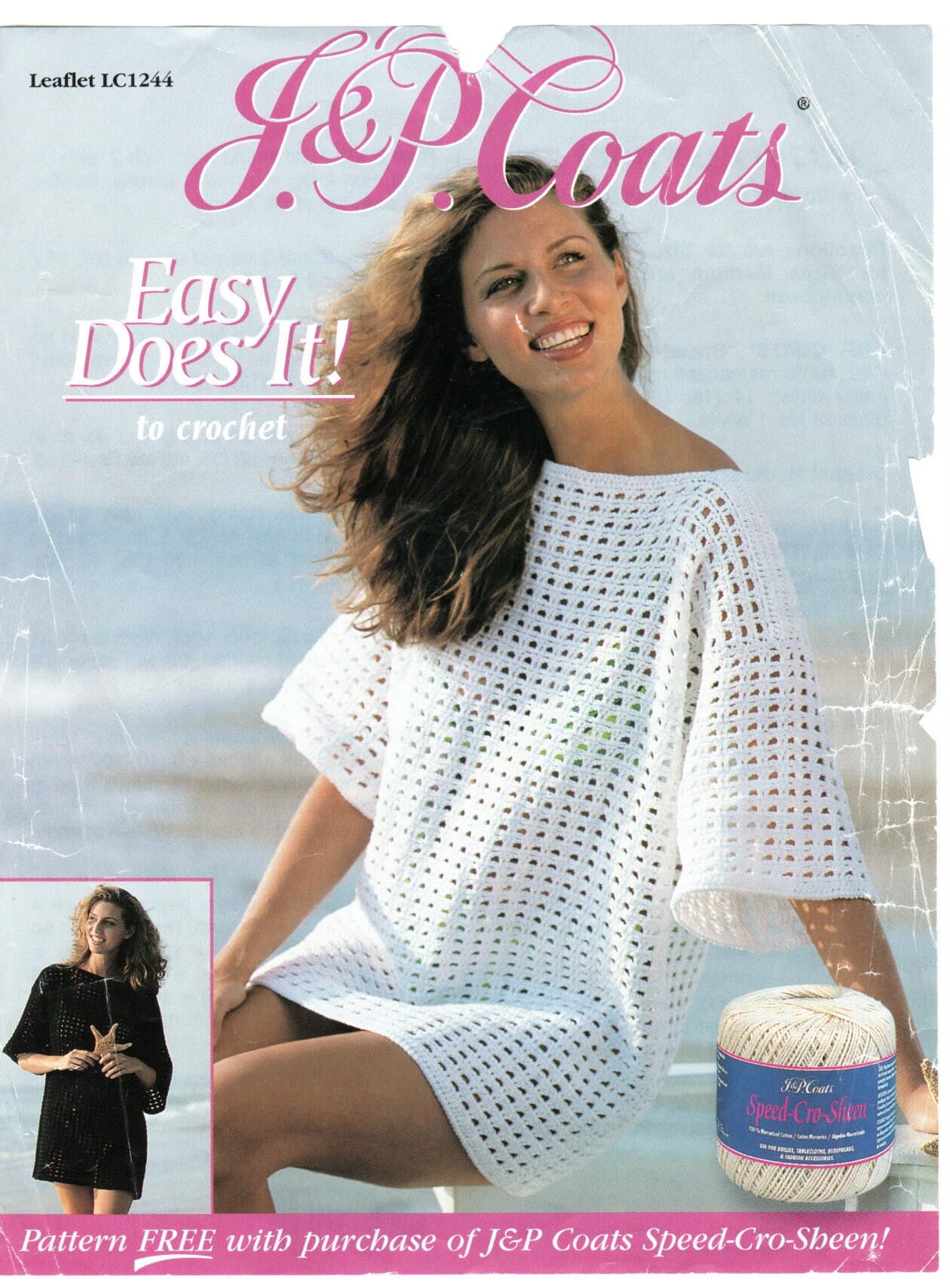 Vintage Crochet Summer Beach Cover-up Pattern - Women's With Sleeves ...