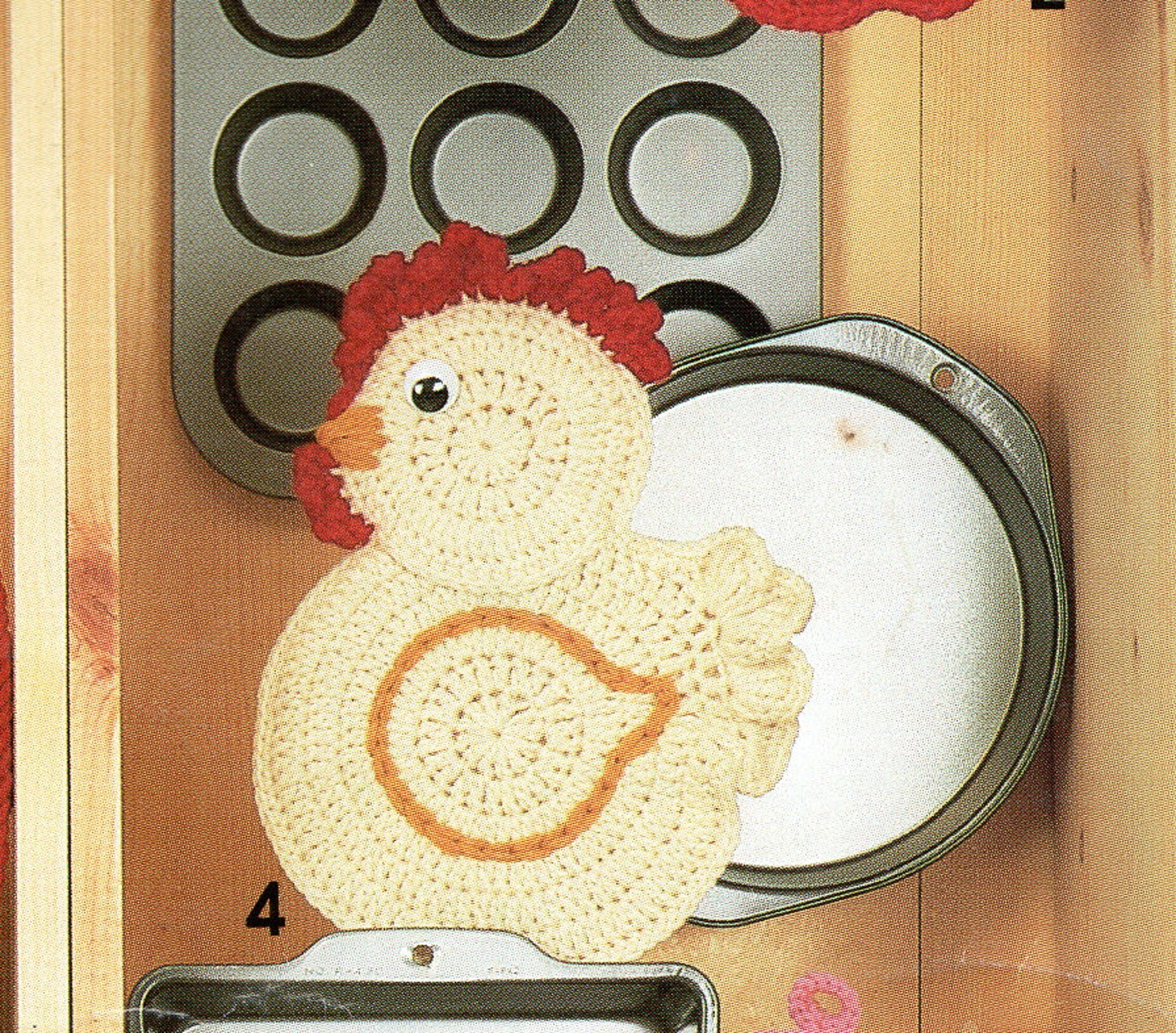 Vintage Crochet Chicken Potholder Pattern From 1983 - Cute and Easy - Etsy