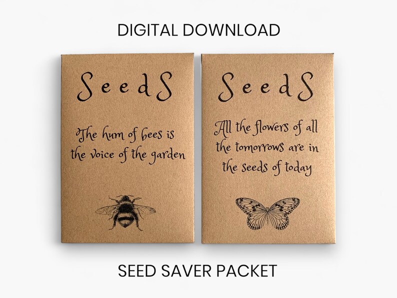 Bee & Butterfly Seed Packet Template: Printable DIY Garden Envelope ...