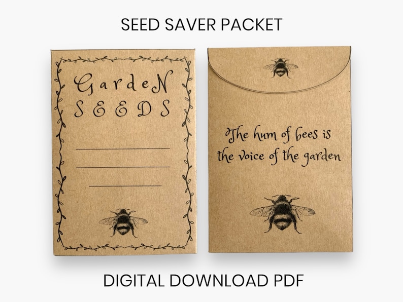 Bee Design Seed Saver Packet: Printable DIY Template - Digital Download ...