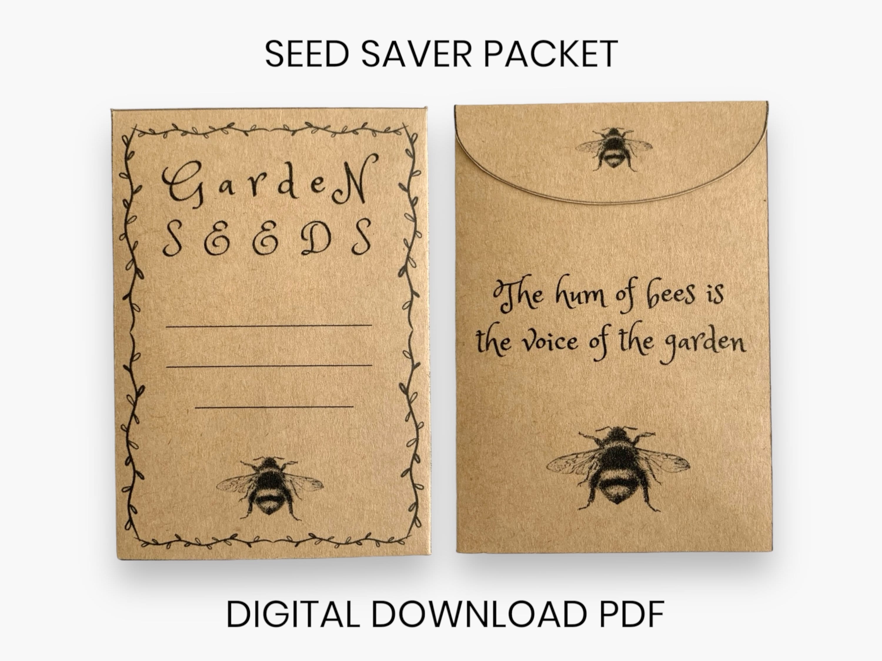 Digital Download Seed Saver Packet - PRINTABLE Bee Design Seed Packet ...