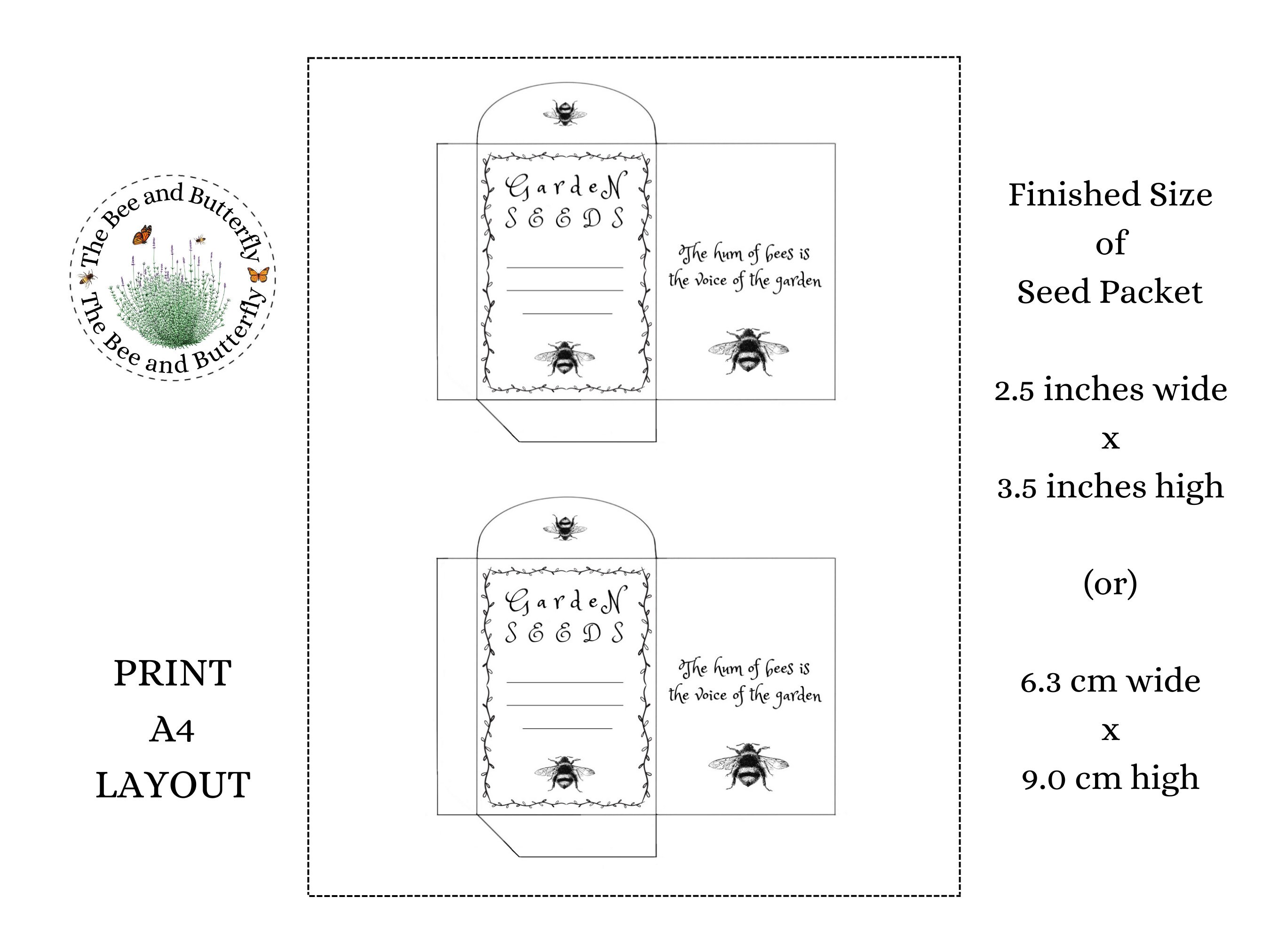 Digital Download Seed Saver Packet - PRINTABLE Bee Design Seed Packet ...