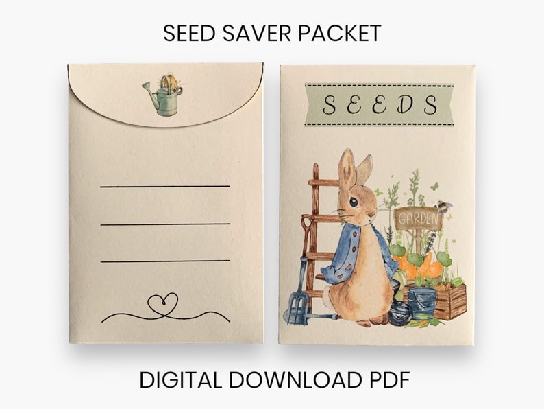 Digital Download - Peter Rabbit Garden - Seed Saver Packet - Baby ...