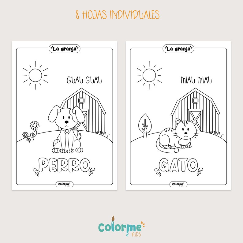 Printable Coloring Sheets for Kids, Instant Download, 11 X Farm Animals ...