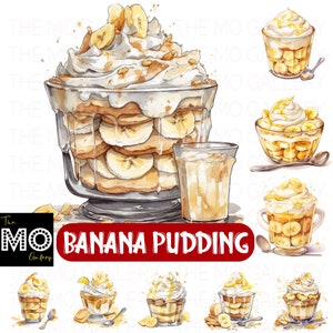 25 Banana Pudding Watercolor Portraits Instant Download PNG JPG Files ...